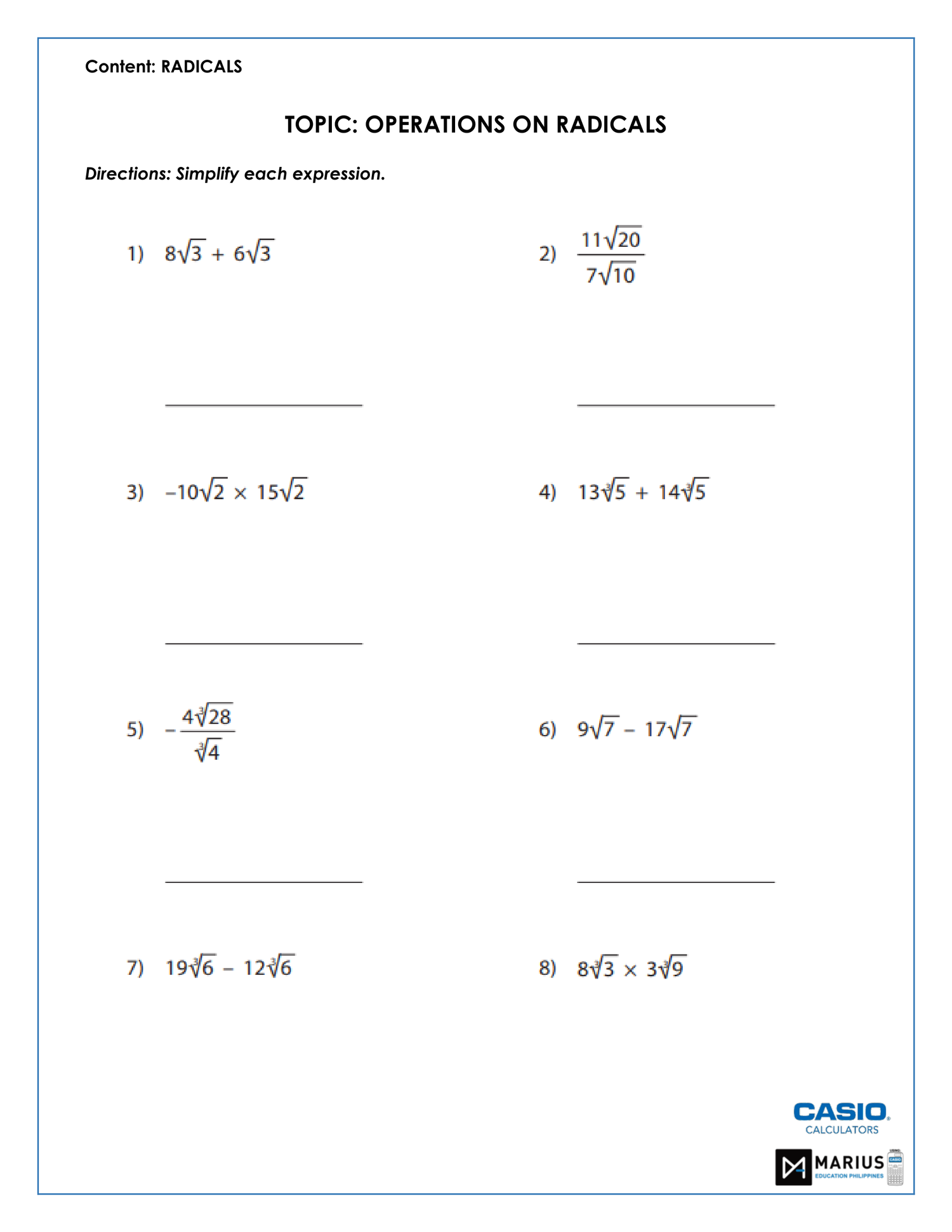 Activity Sheets - Measurement and Geometry – Casio - Teachers Exclusive