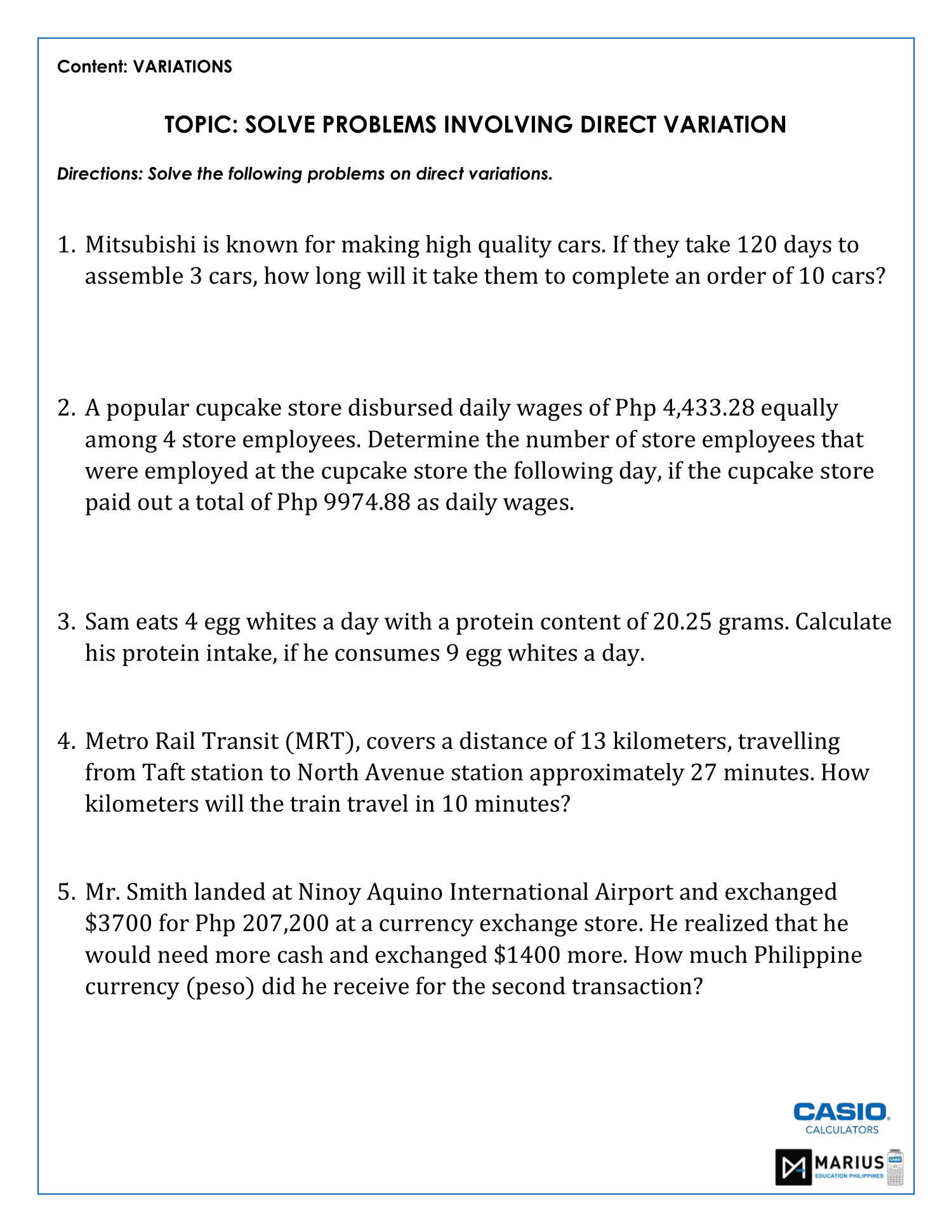 Activity Sheets - Measurement and Geometry – Casio - Teachers Exclusive