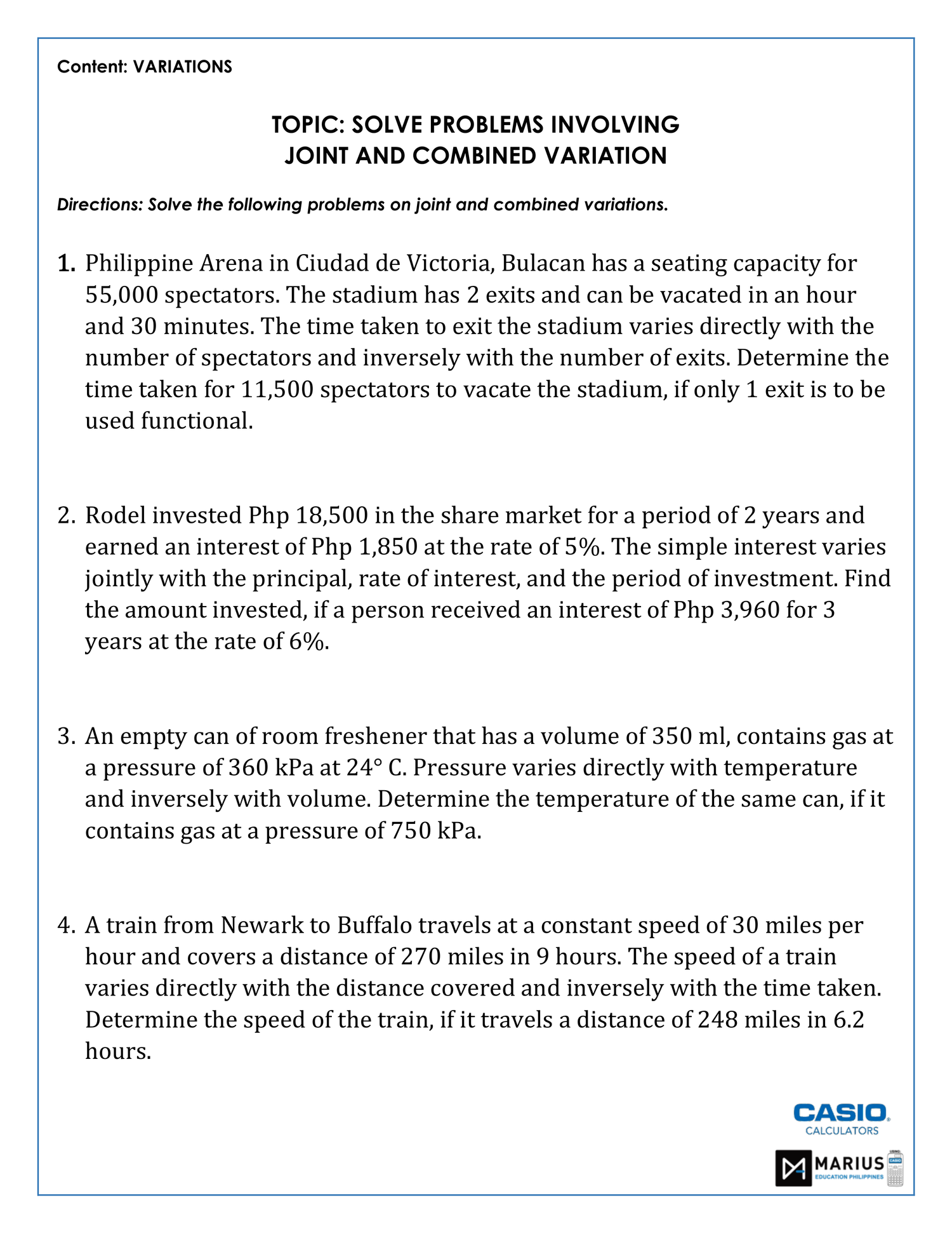 Activity Sheets - Measurement and Geometry – Casio - Teachers Exclusive